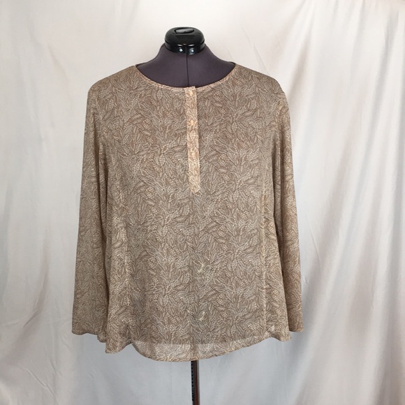 Apostrophe | Tops | Apostrophe Woman Brown And Tan Long Sleeved Sheer ...